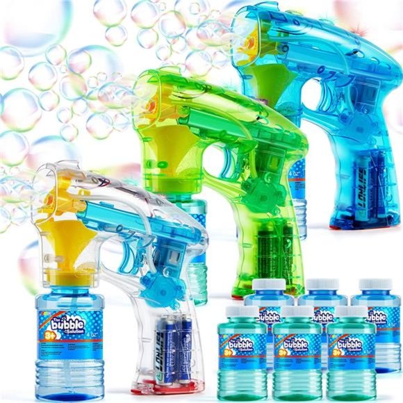 Toys | 3 Bubble Guns Kit For Bubble Blaster Party Favors Led Bubble ...